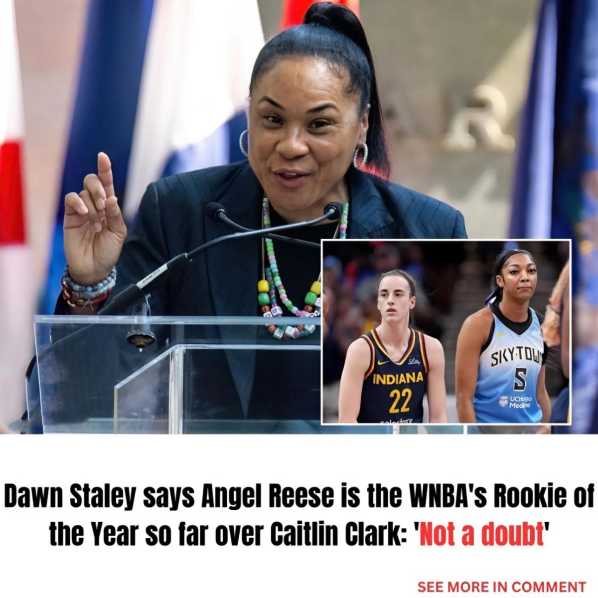 Dawn Staley says Angel Reese is the WNBA’s Rookie of the Year so far over Caitlin Clark: ‘Not a ...